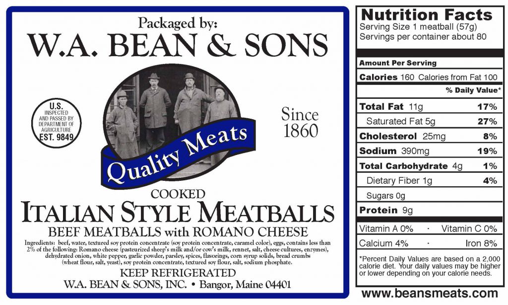 Meatballs - W.A. Bean & Sons
